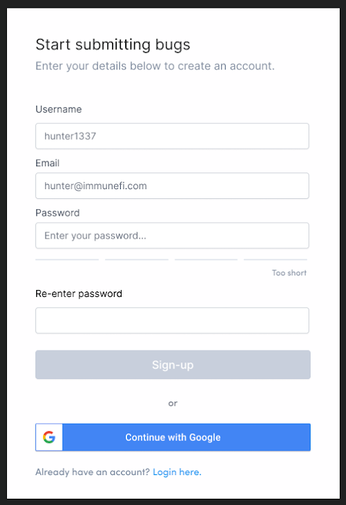 Sign-On with Google – Immunefi